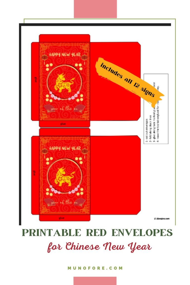 Free Printable Red Envelopes for Chinese New Year